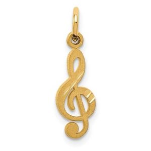 Jewelry | Solid 14k Yellow Gold Treble Clef Music Note Pendant Necklace ...